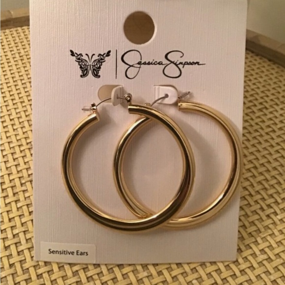 Jessica Simpson | Jewelry | Jessica Simpson Gold Classic Hoop Earrings ...